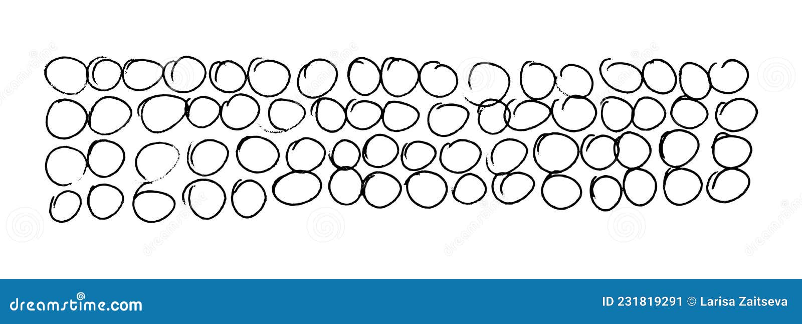 Drawn Circles in a Column. Hand-drawn Round Lines. Horizontal ...