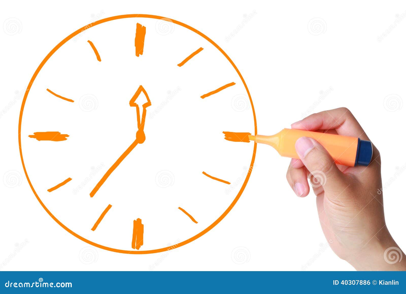 Drawn Clock By Marker Stock Photo - Image: 40307886