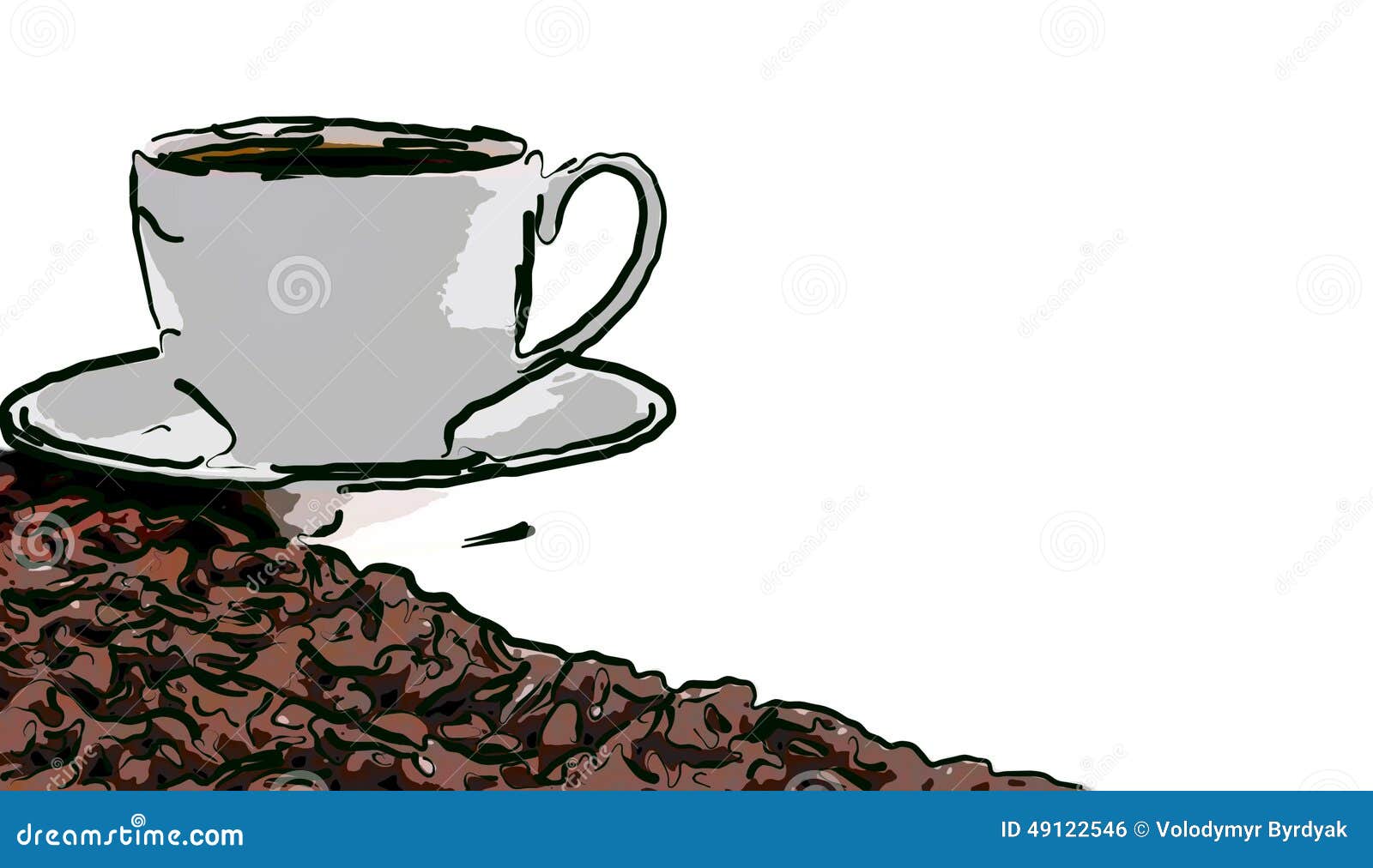 Drawn coffee cup and grain stock illustration. Illustration of dark ...