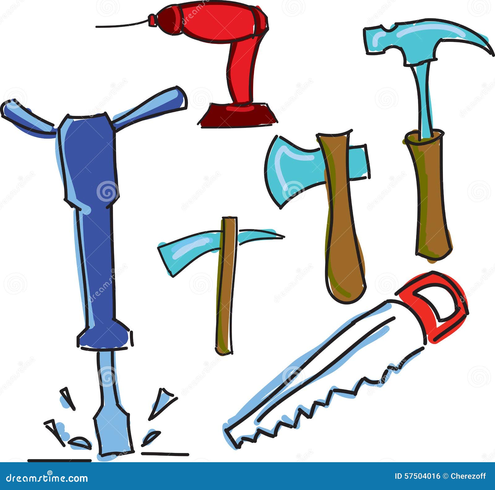 Drawn Colored Working Tools Stock Vector - Illustration of vector ...