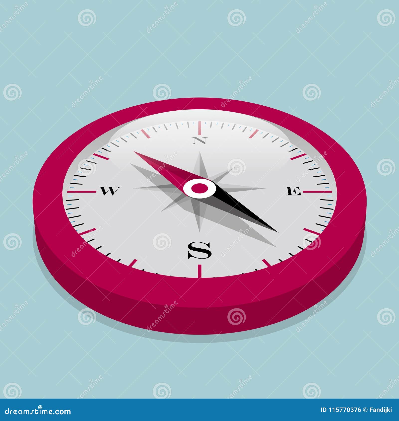 Drawn Compass,the Pointer Points To the Southeast and Northwest. Stock ...