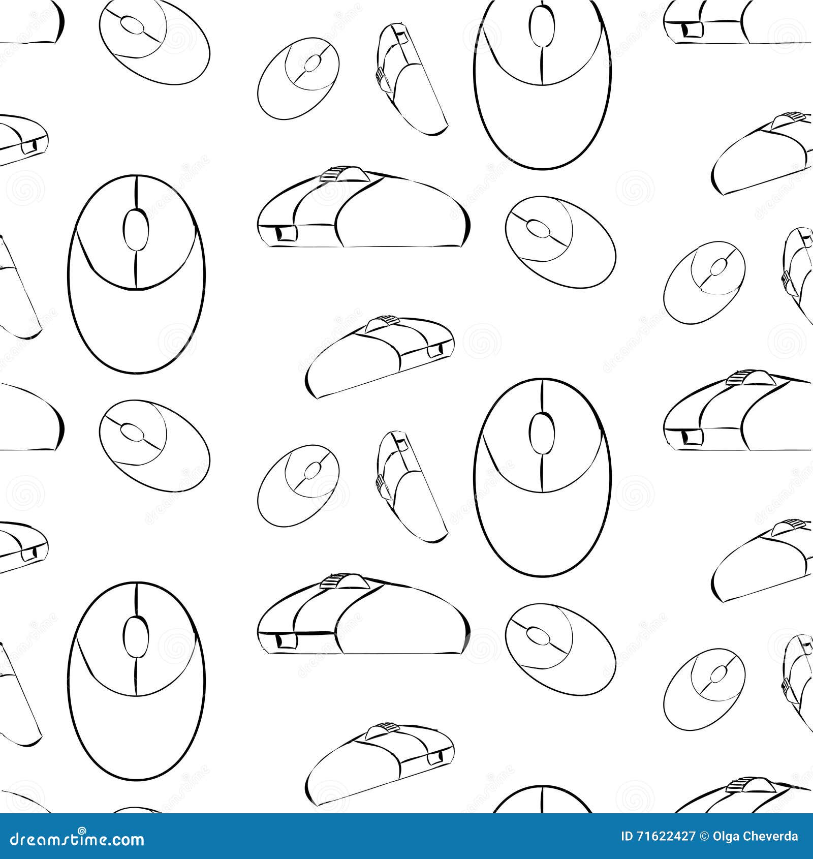 Drawn computer mouse stock vector. Illustration of seamless - 71622427
