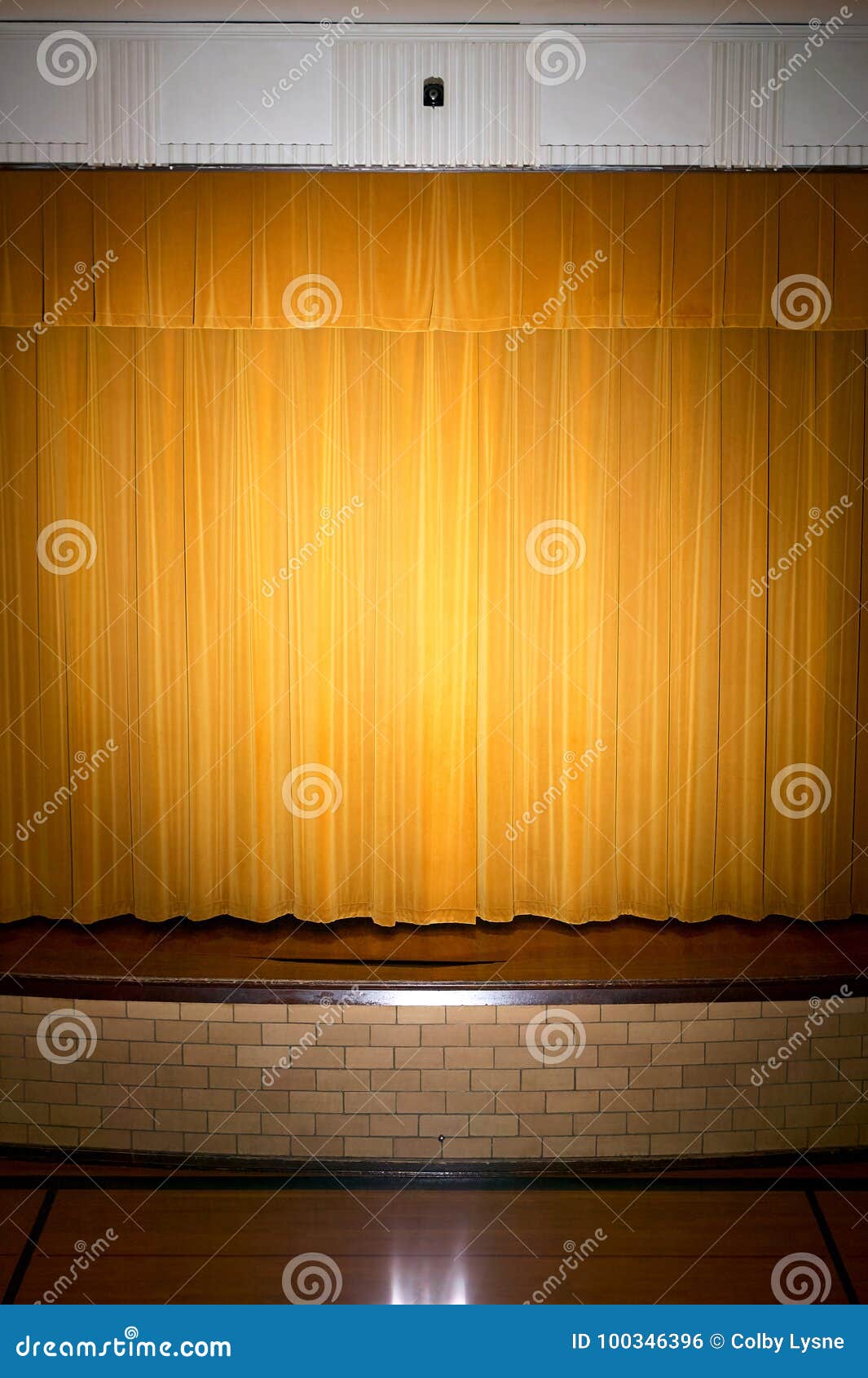 Drawn Curtains with Spotlight on Performance Stage Stock Photo - Image ...