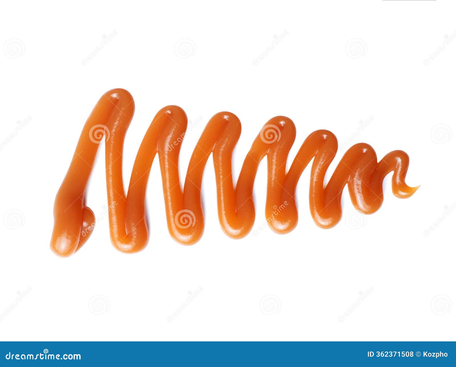 Drawn Curved Liquid Caramel Line Close Up Isolated on White Background ...