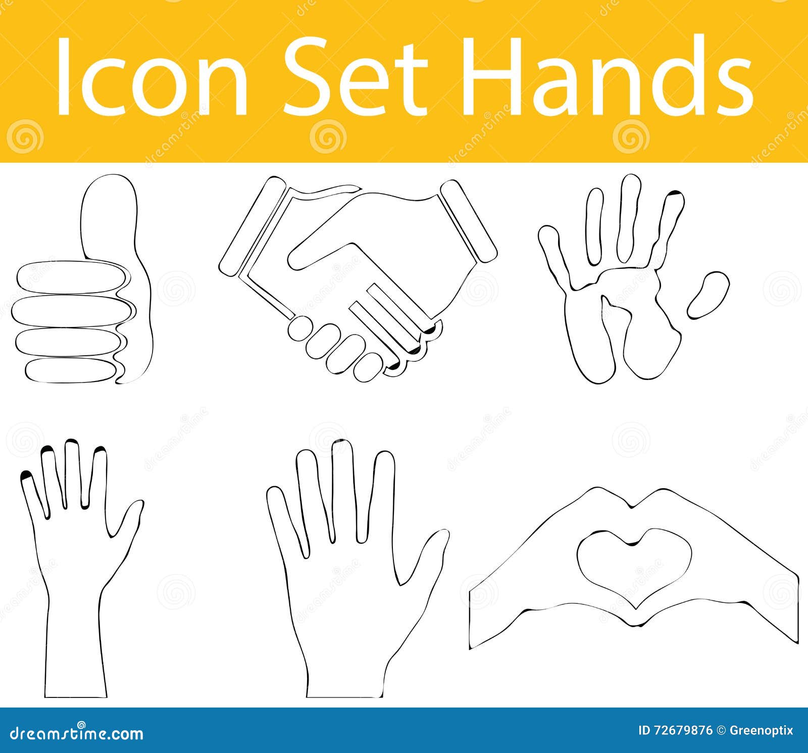 Drawn Doodle Lined Icon Set Hands I Stock Vector Illustration Of