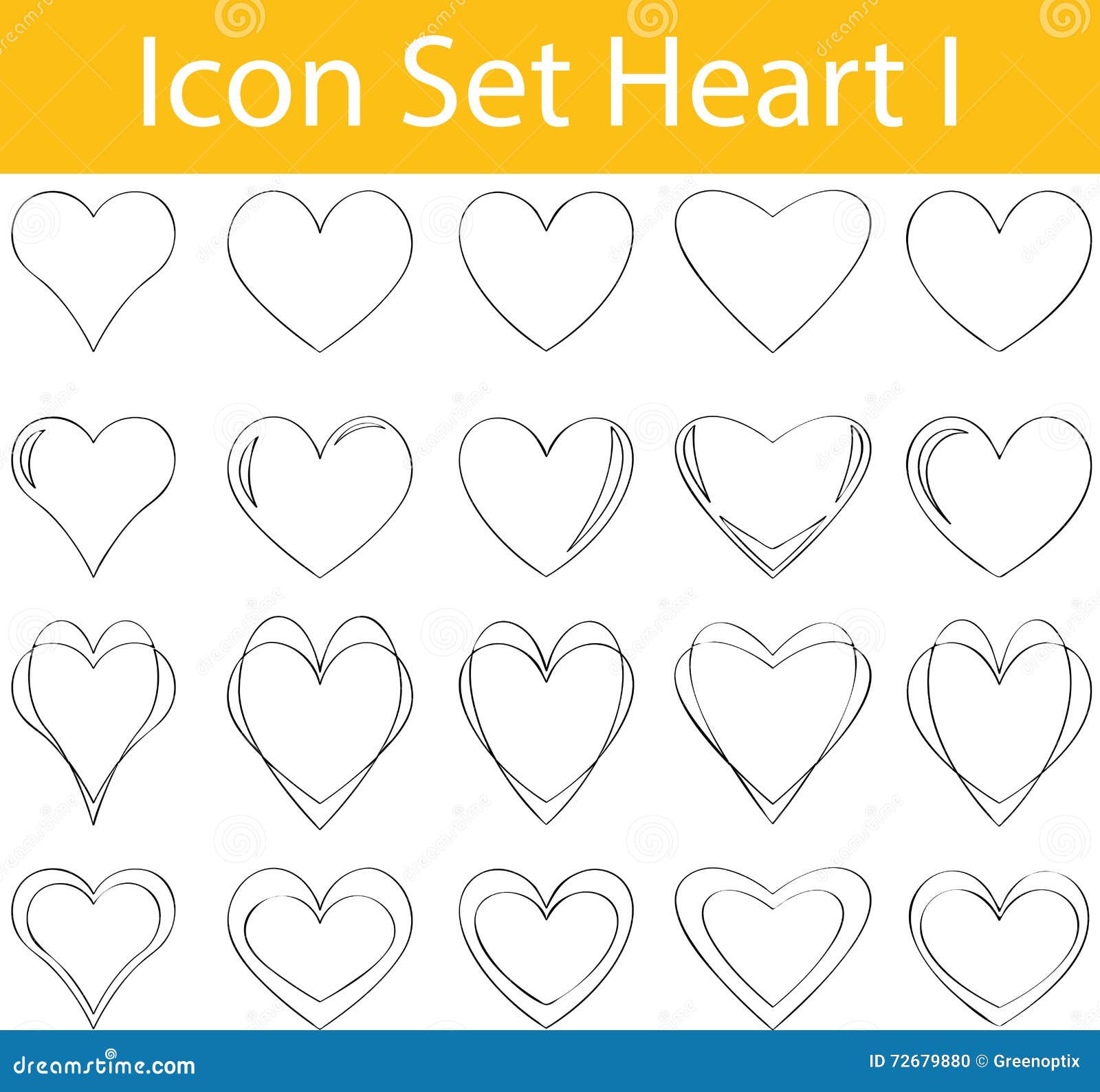 Drawn Doodle Lined Icon Set Heart I Stock Vector Illustration Of