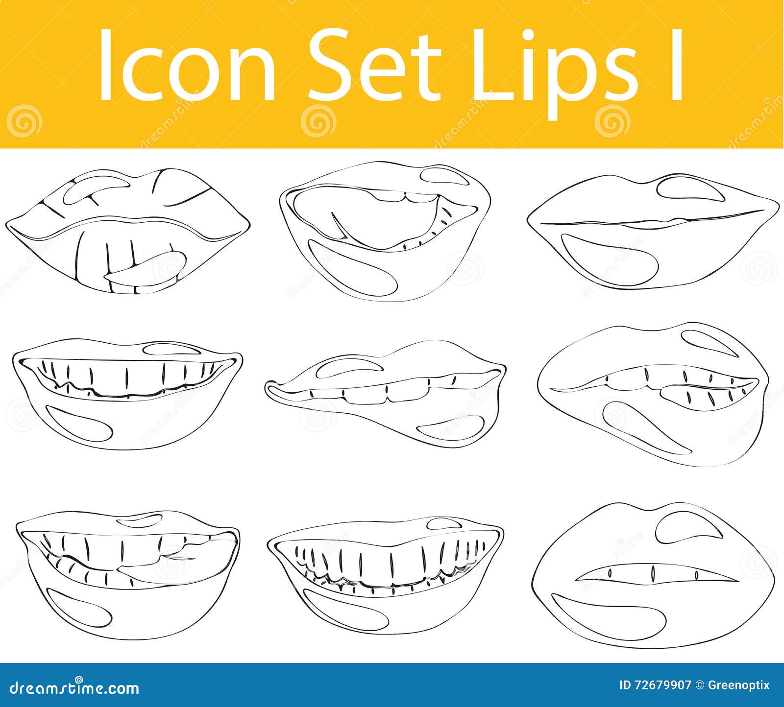 Drawn Doodle Lined Icon Set Lips I Stock Vector - Illustration of ...