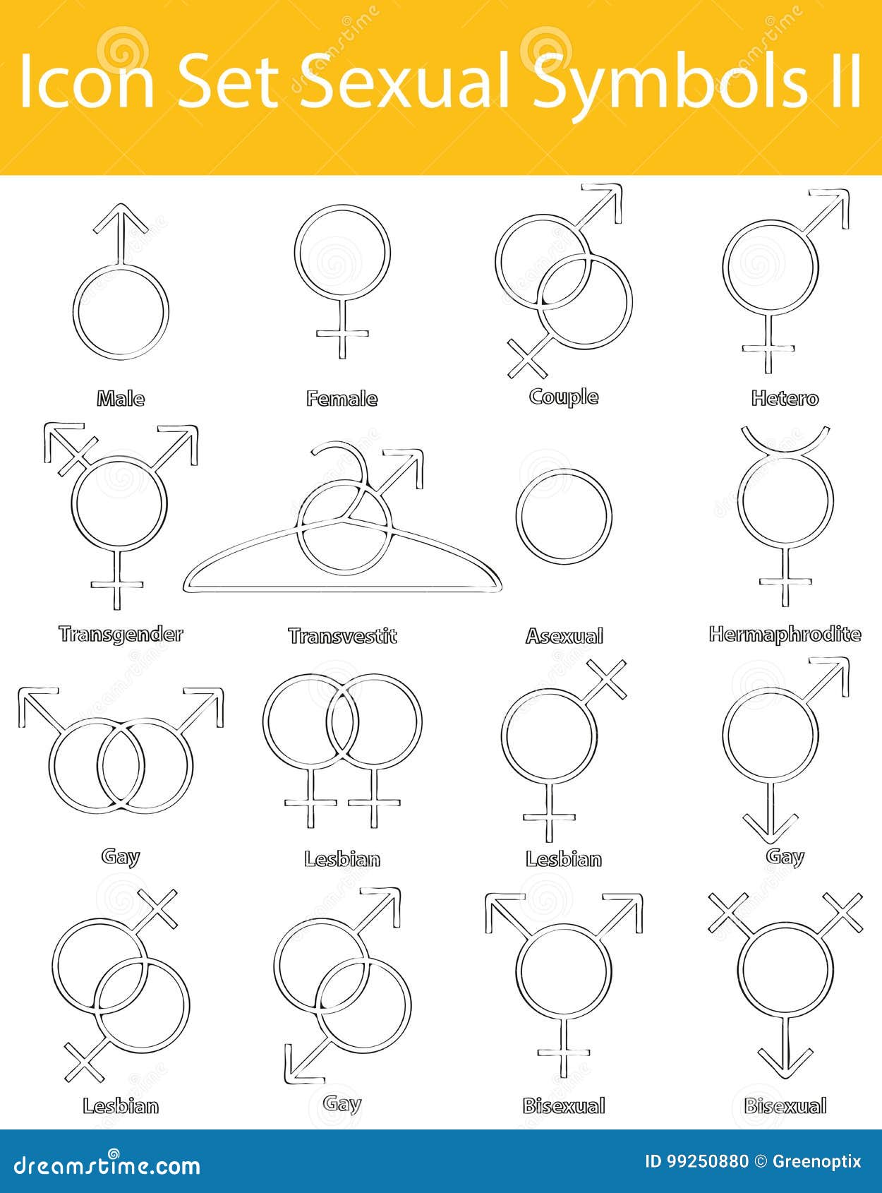 Drawn Doodle Lined Icon Set Sexual Symbols Ii Stock Vector Illustration Of Optional Pattern