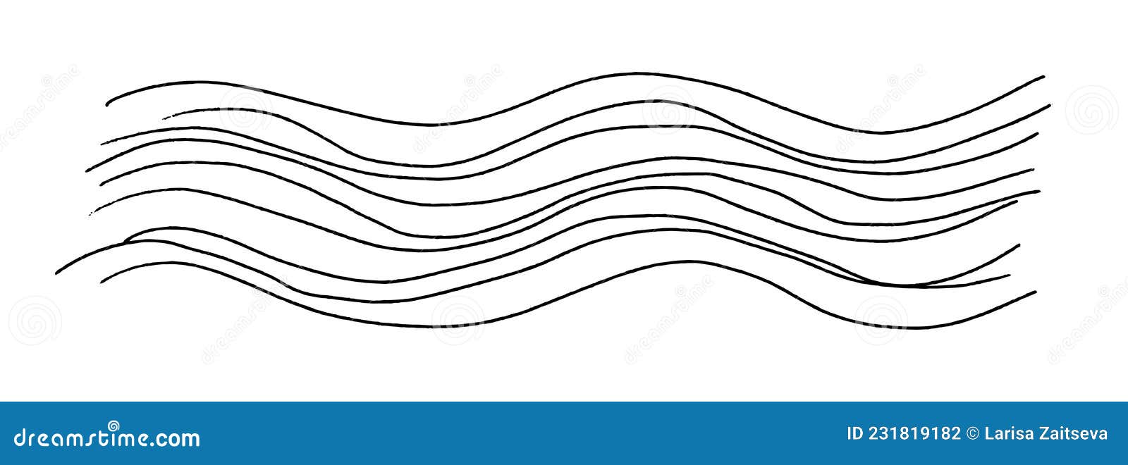 Drawn Doodle Waves. Hand-drawn Jagged Slender Long Wavy Shapes ...