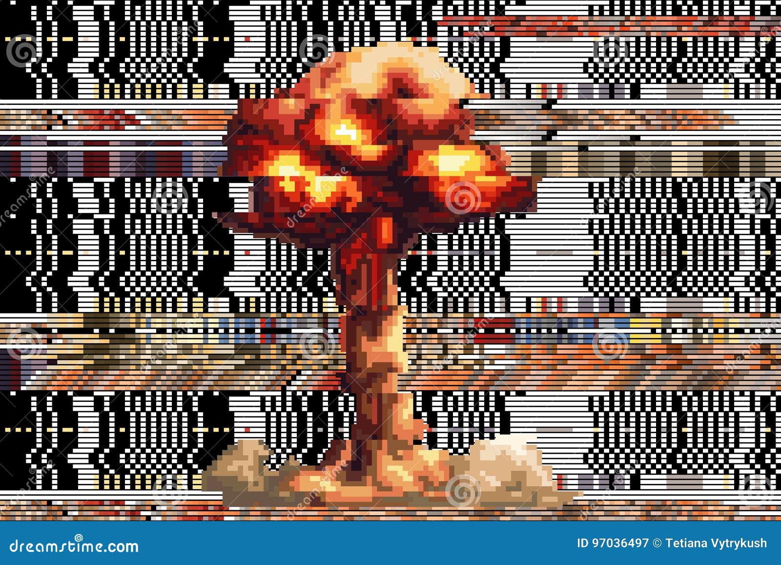 Drawn Explosion. Squares Pixels. Broken Vector Background. Digit Stock ...