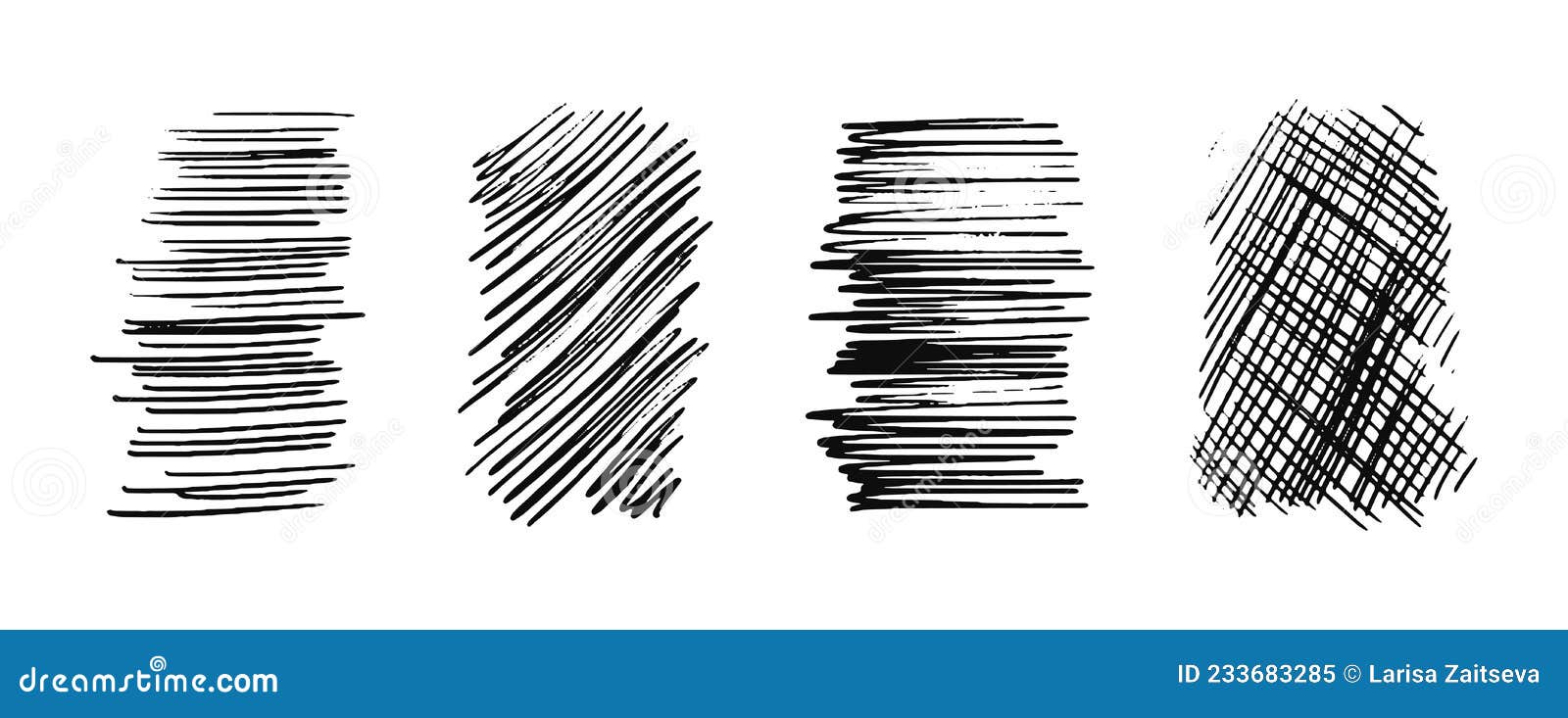 Drawn Hatching Lines. a Set of Hand Drawn Hatched Strikethrough Doodles ...