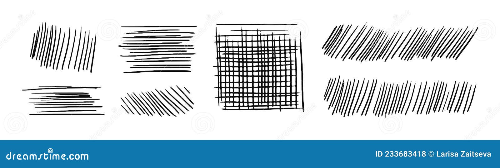 Drawn Hatching Lines and a Square. Diagonal, Vertical, or Parallel ...