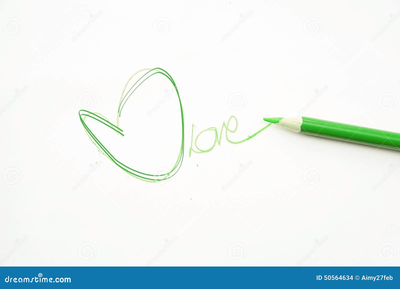 Drawn Heart with Pencils (green Love) Stock Illustration - Illustration ...