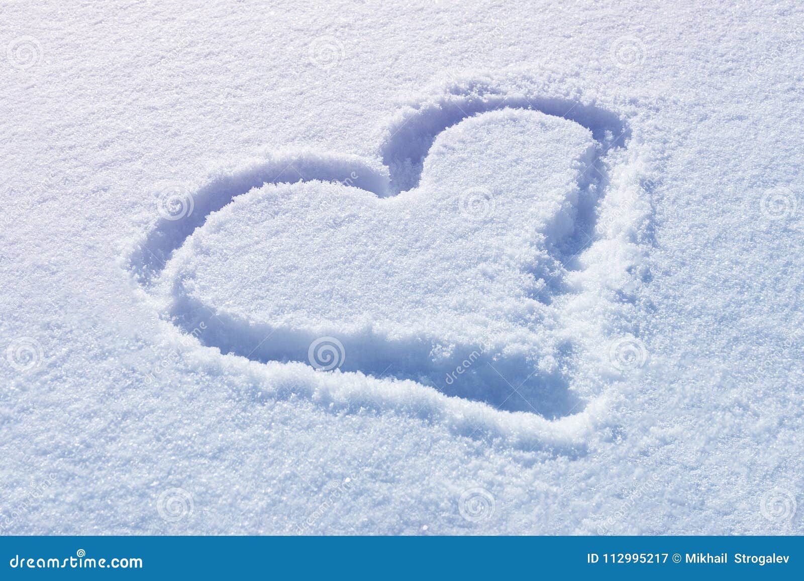 Drawn heart shape on snow stock image. Image of freeze - 112995217