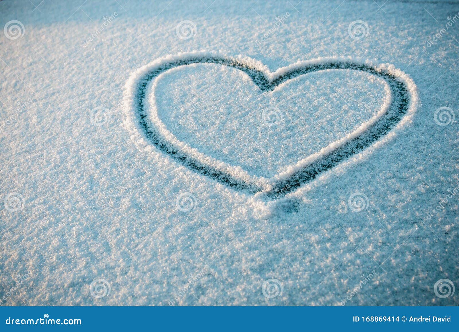 Drawn Heart Shape on Snow. Concept of Love Stock Photo - Image of ...