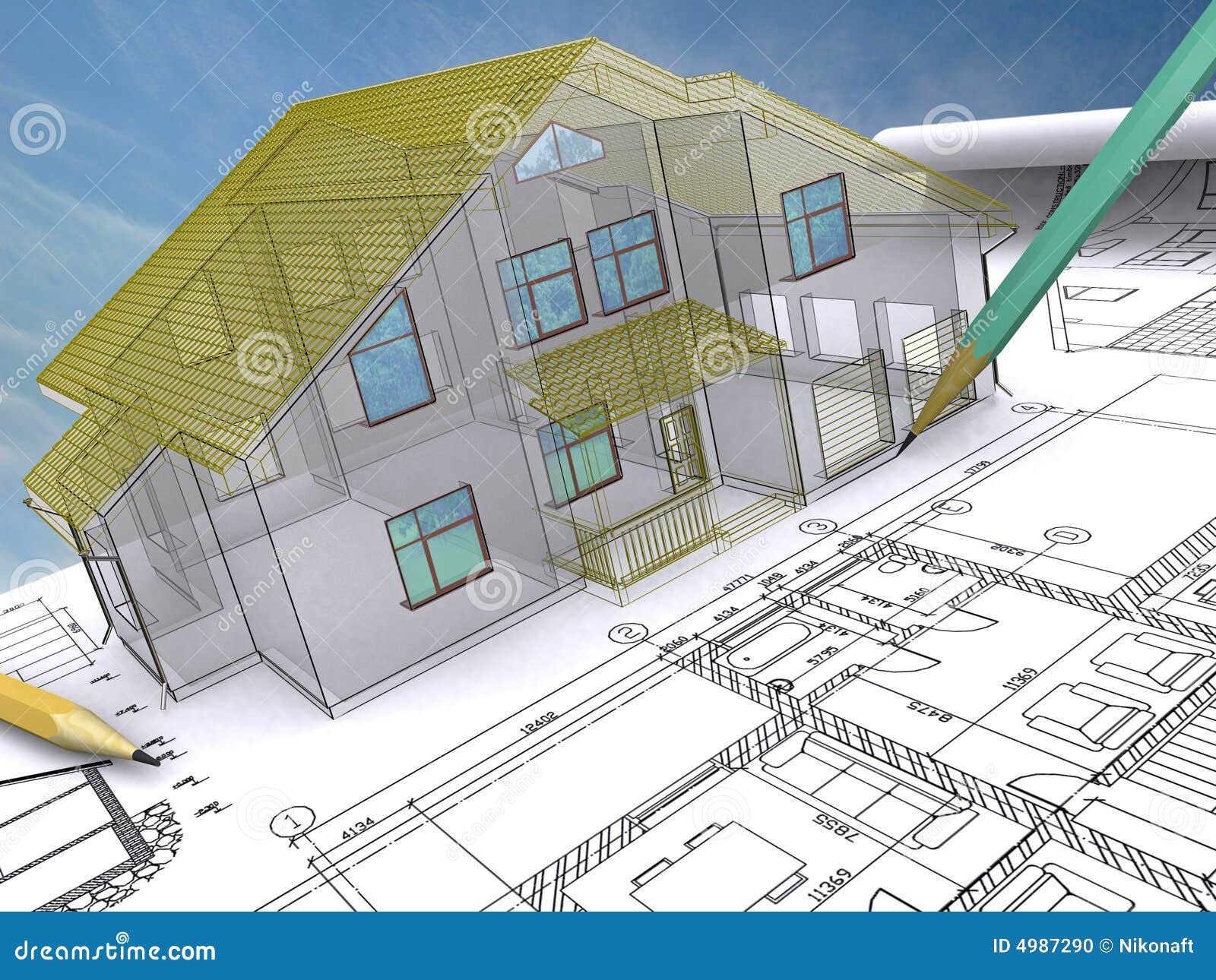 Drawn House Stock Photo - Image: 4987290