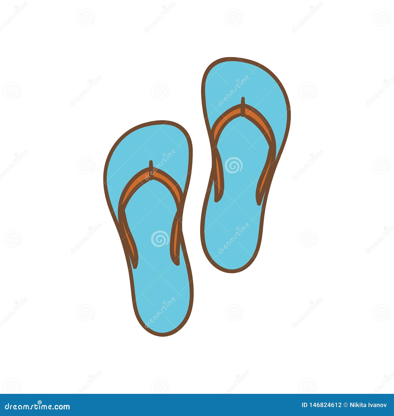 Drawn Icon of a Colorful Summer Slippers Stock Vector - Illustration of ...