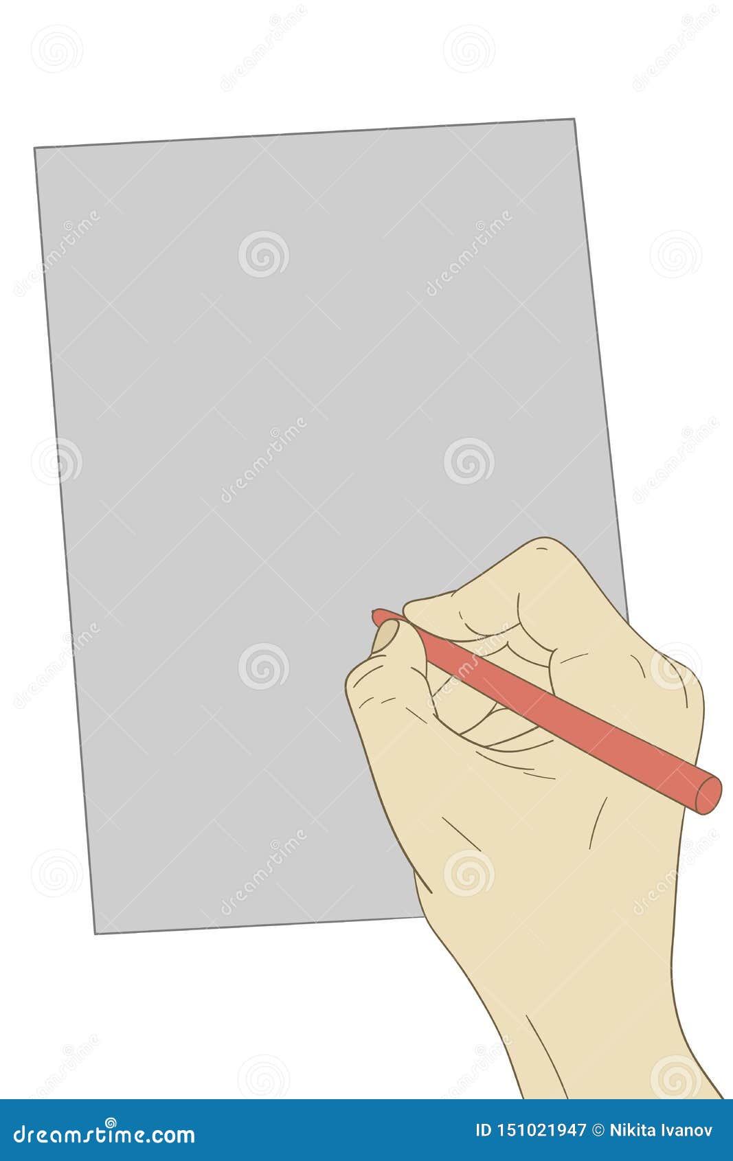 Drawn Illustration of a Hand Writing a Letter Using a Pencil Stock ...