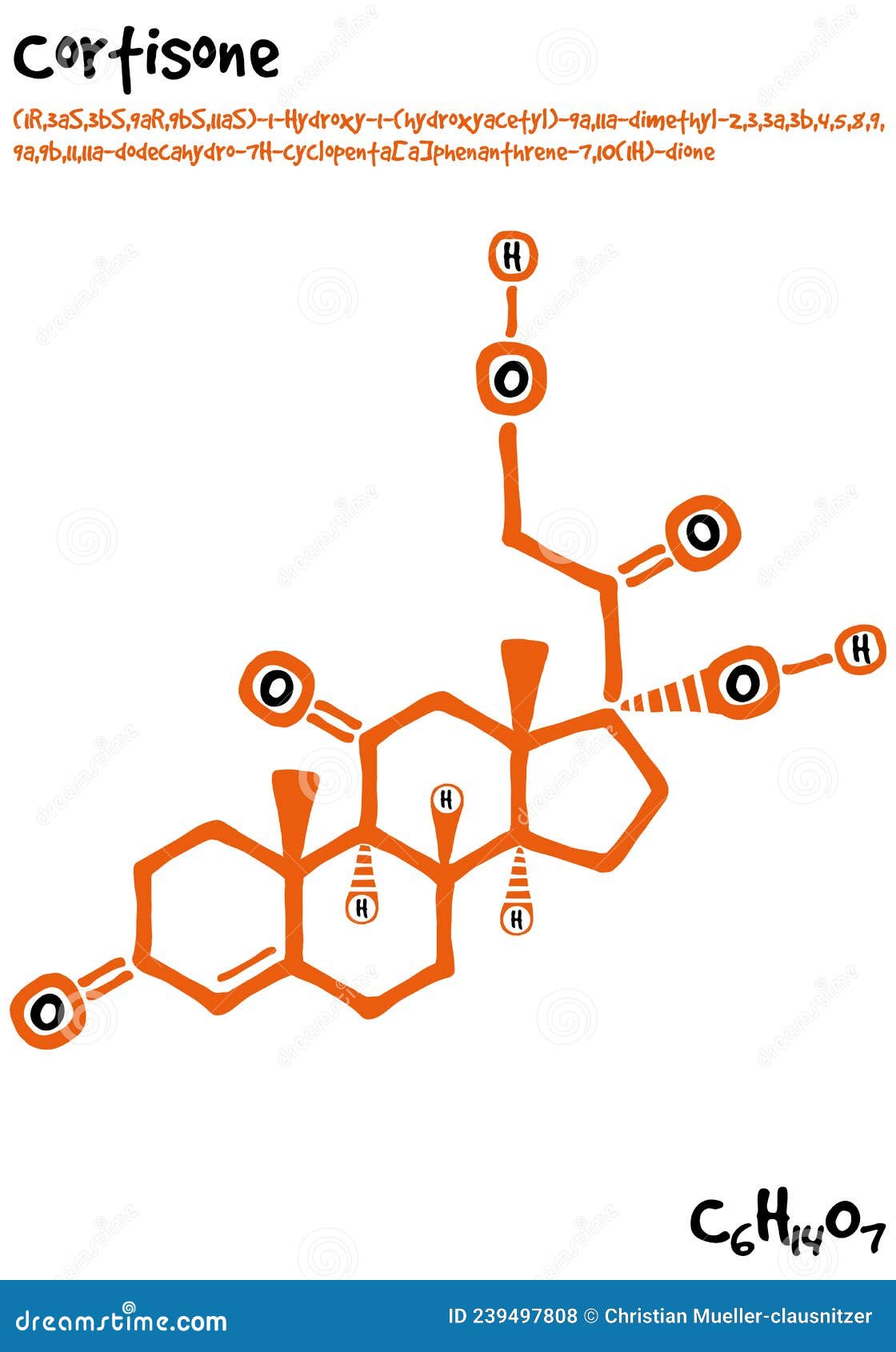 Drawn Molecule and Formula of Cortisone Stock Vector - Illustration of ...