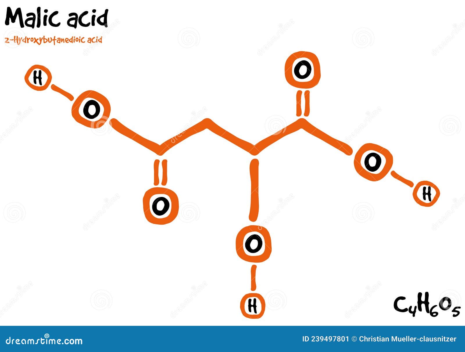 Malic Acid Chemical Formula. Malic Acid 3D Realistic Chemical Molecular ...