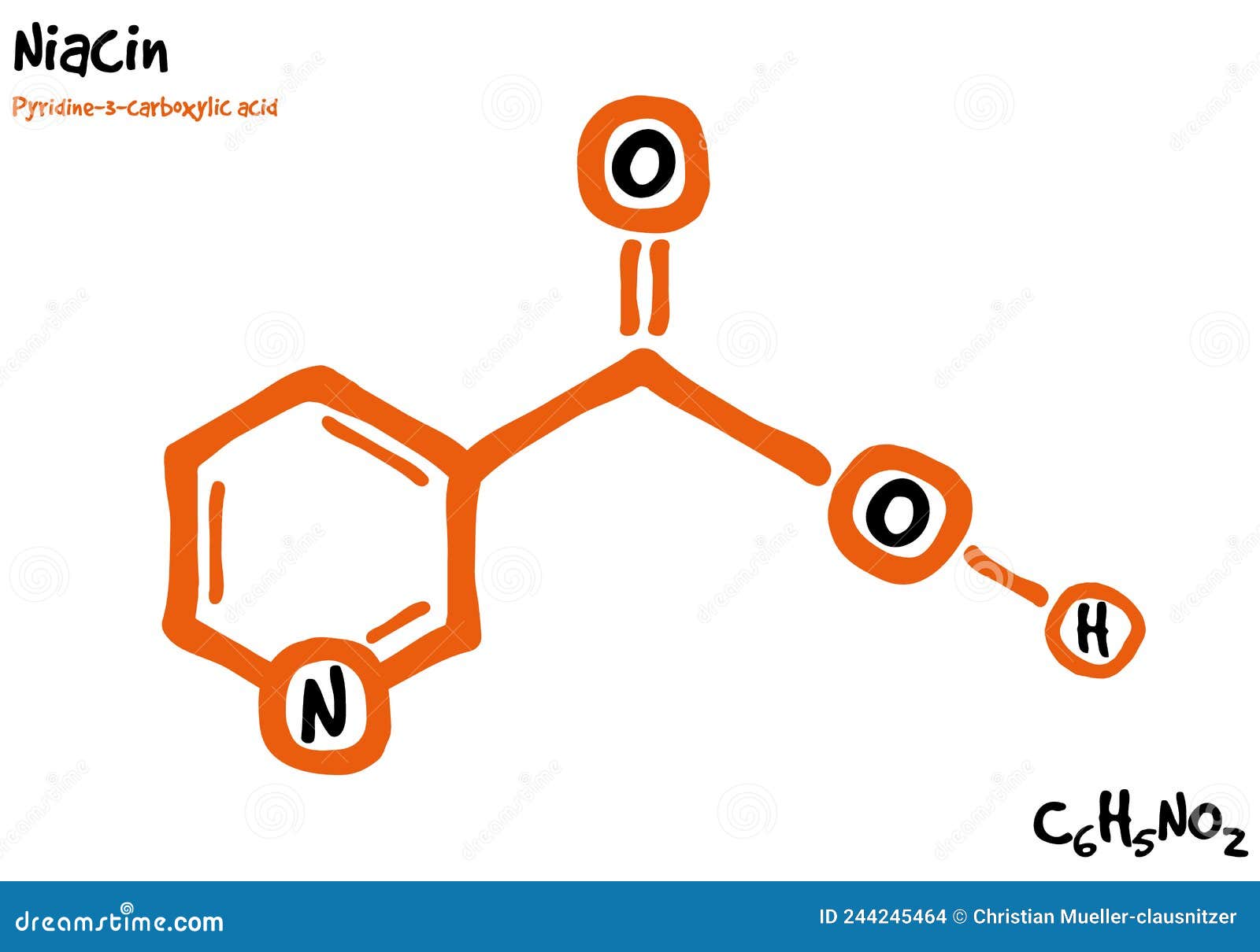 Drawn Molecule and Formula of Niacin Stock Vector - Illustration of ...