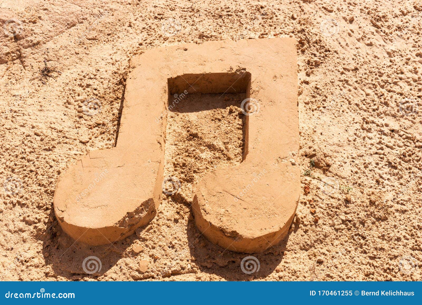 Drawn Musical Note on the Sandy Beach Stock Image - Image of texture ...