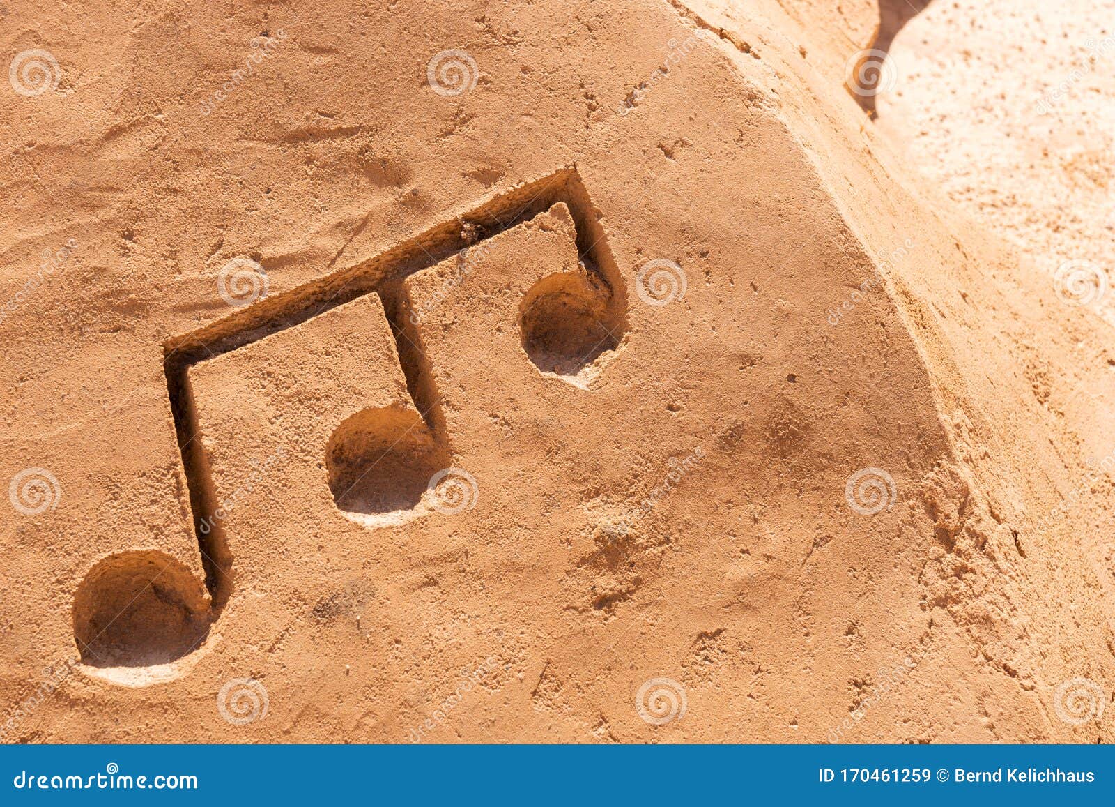 Drawn Musical Note on the Sandy Beach Stock Image - Image of built ...