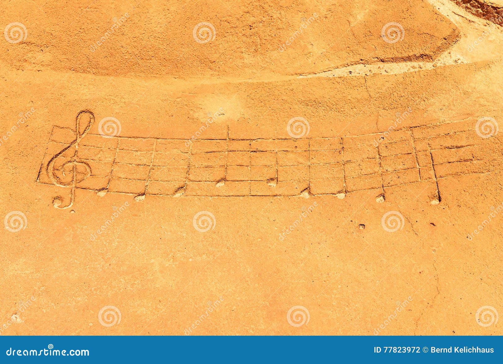 Drawn Musical Notes on Sand Stock Photo - Image of concept, grain: 77823972