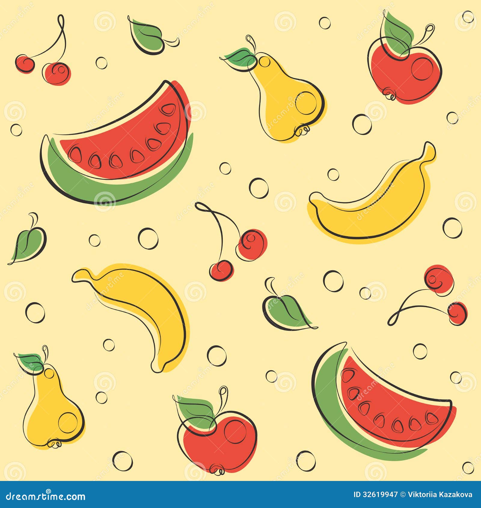 Drawn Outline Fruit Pattern Stock Vector - Illustration of elegance ...