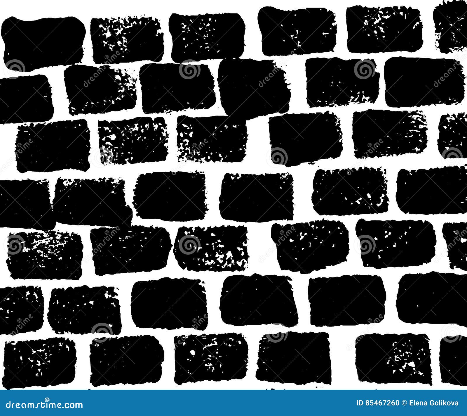 Drawn paint black bricks stock vector. Illustration of build - 85467260
