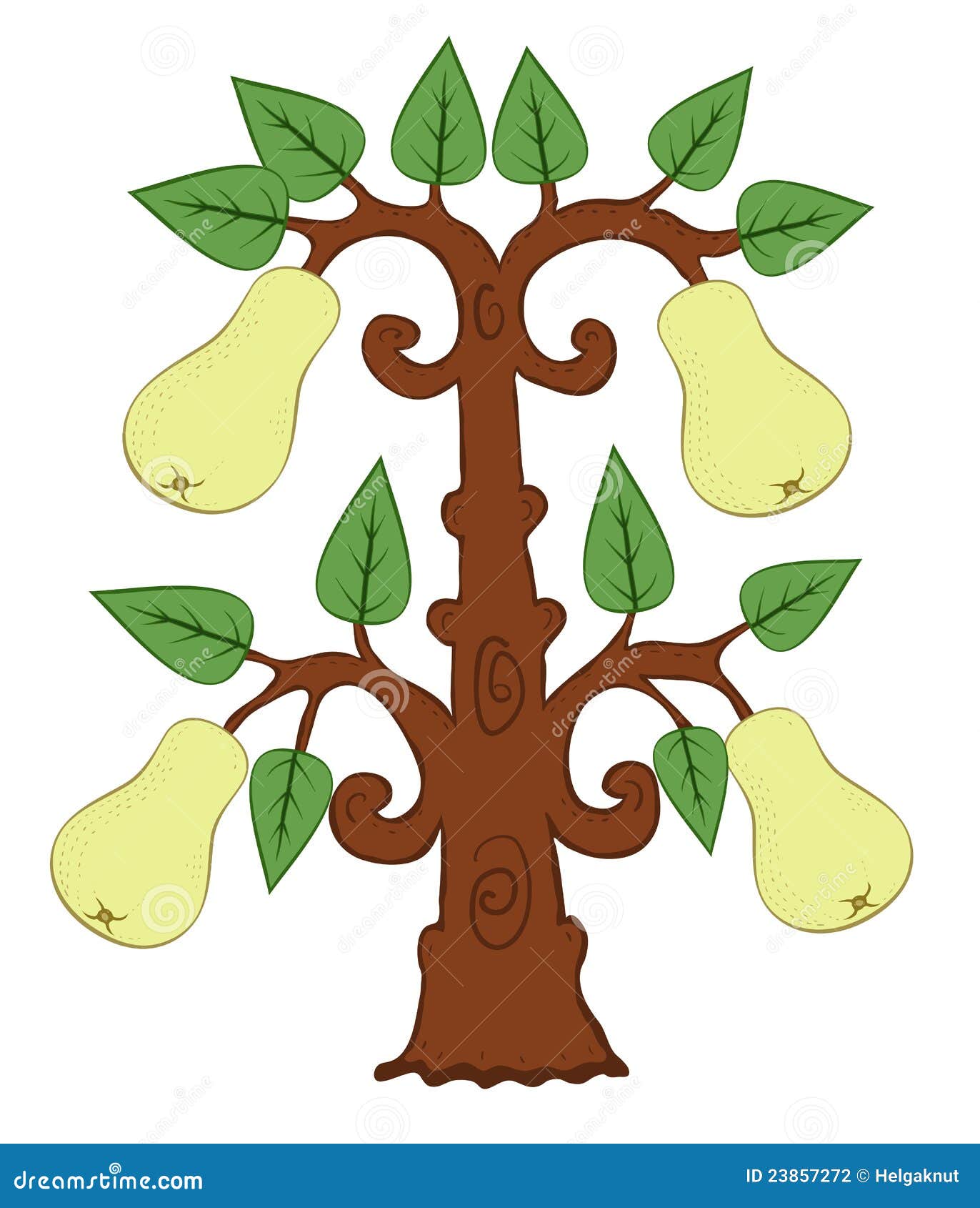 Drawn Pears with Leaves on the Tree Vector Stock Vector - Illustration ...