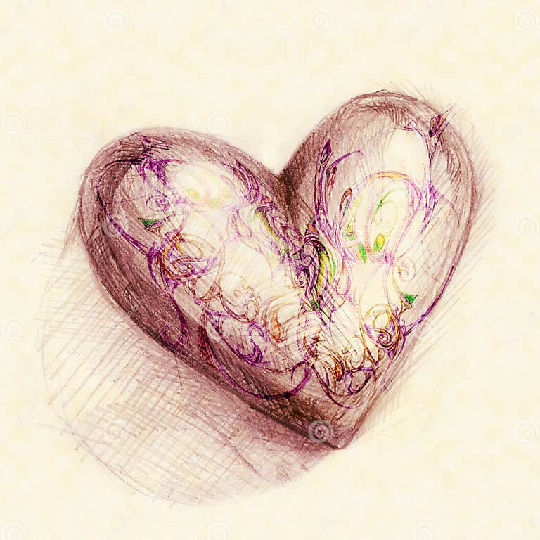 Drawn in pencil heart stock image. Image of artwork, concept - 17517929
