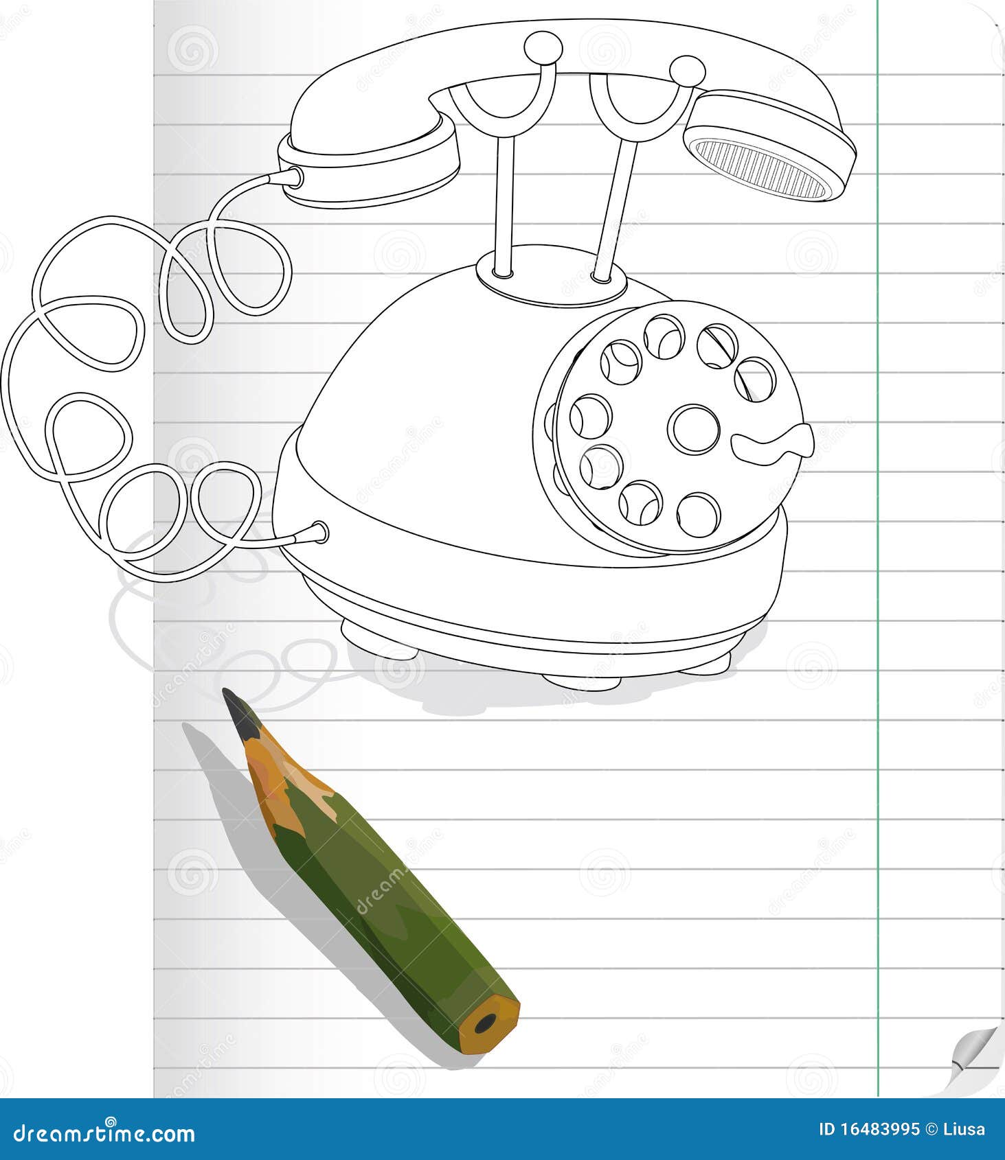 Drawn phone stock vector. Illustration of pencil, call - 16483995