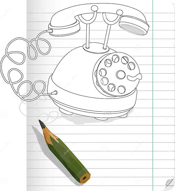 Drawn phone stock vector. Illustration of pencil, call - 16483995