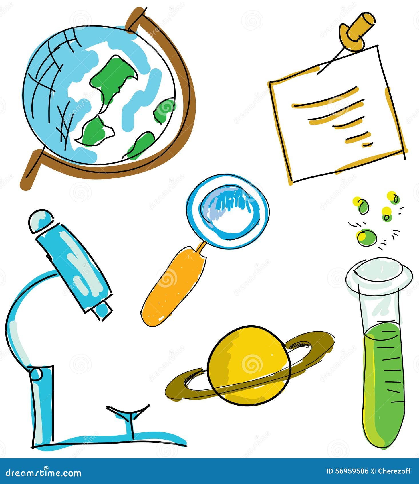 Set Of Science Stuff Icon Universe, Solar System Cartoon Vector ...