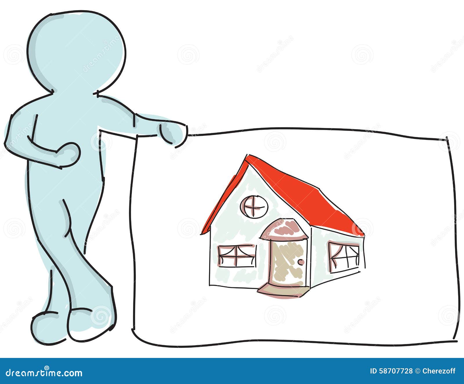 Drawn Puppet Standing Near House Stock Vector - Illustration of roof ...