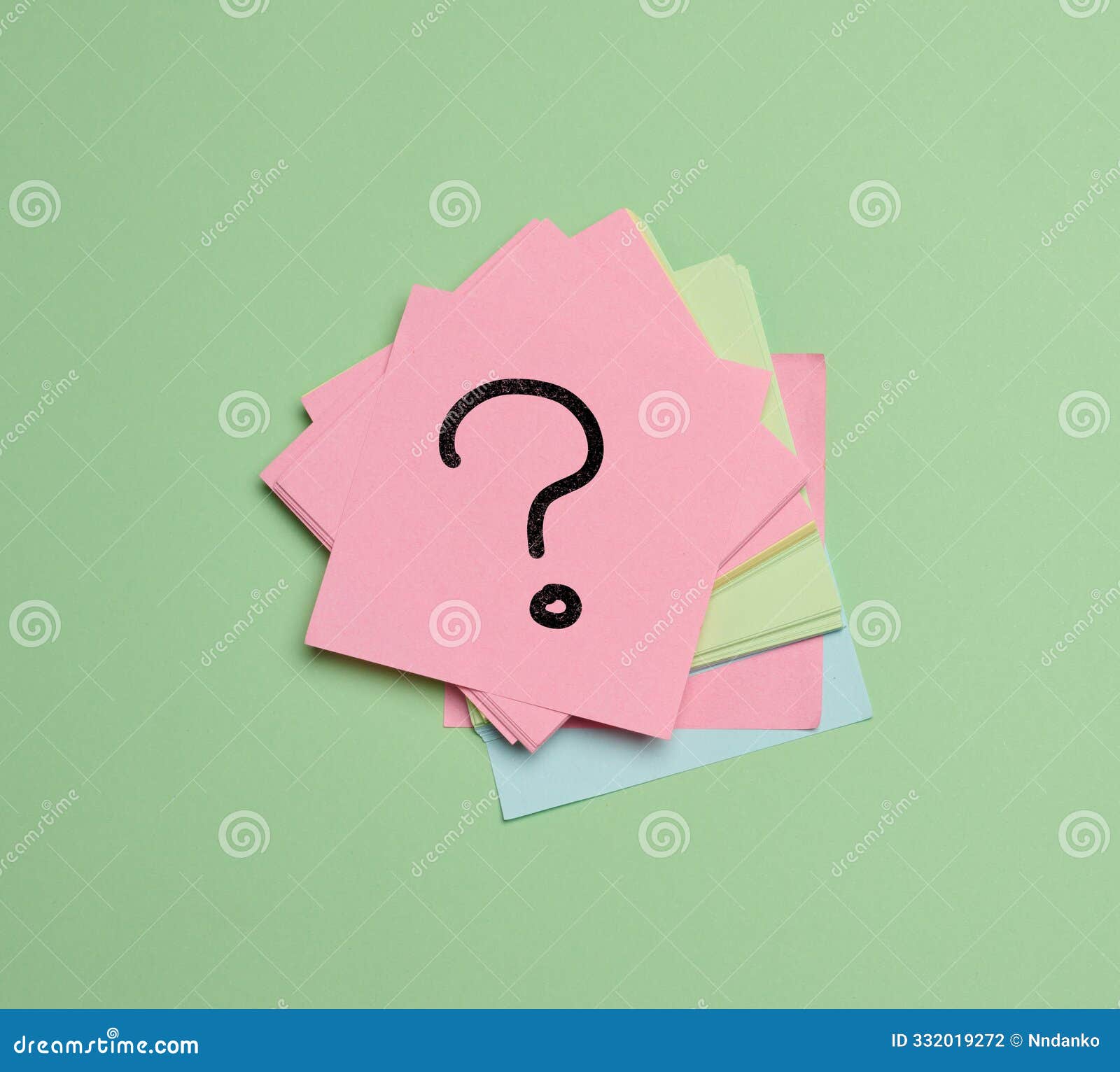 Drawn Question Marks on Stickers, Green Background. Searching for Truth ...