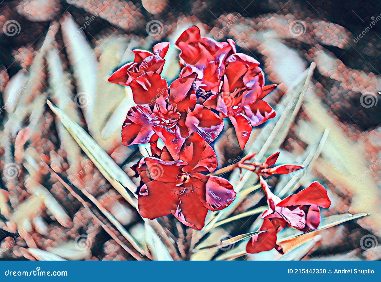 Drawn Red Flowers As a Background Stock Photo - Image of design, leaf ...