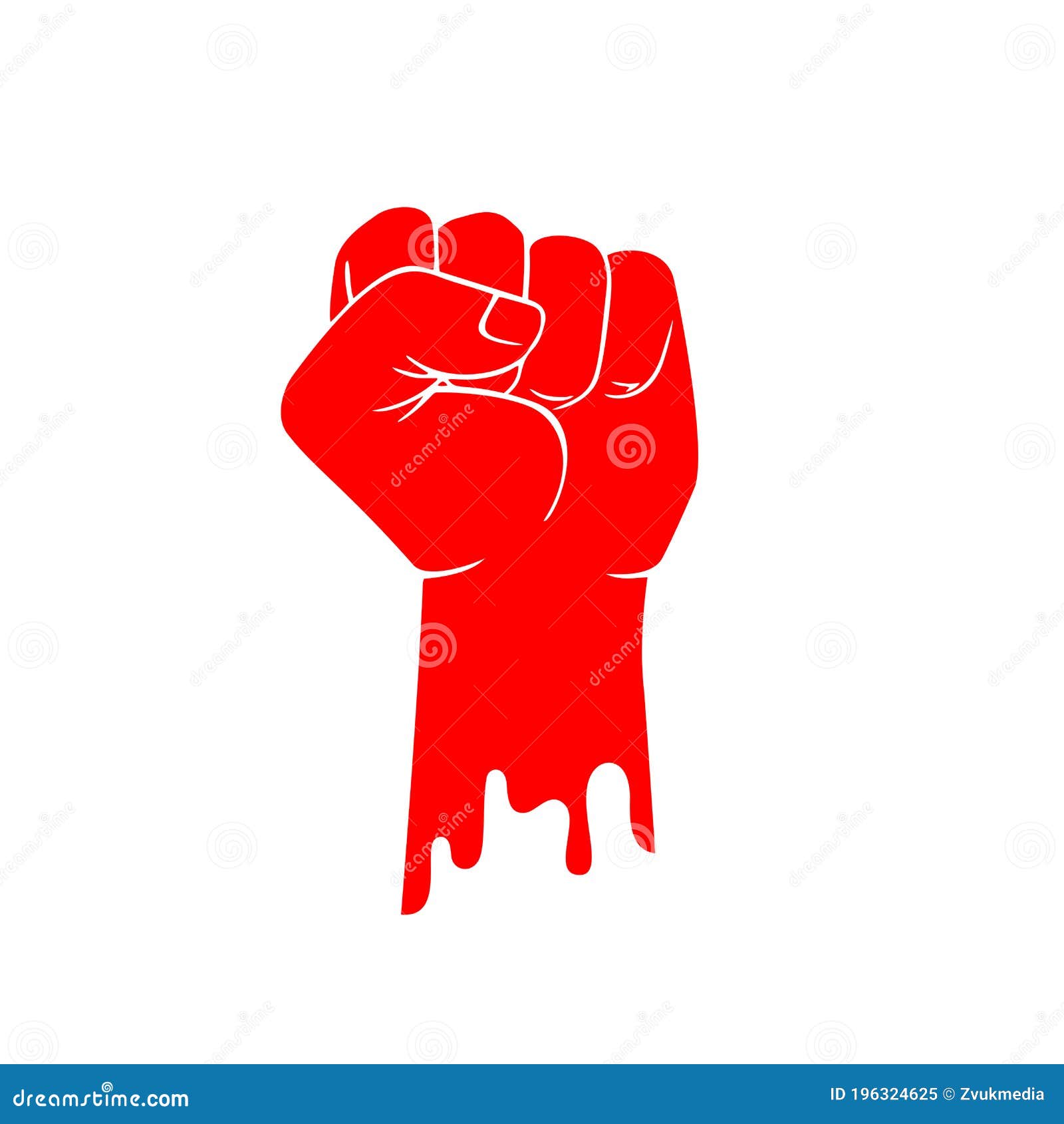 Drawn Red Hand Clenched into a Fist Stock Vector - Illustration of ...