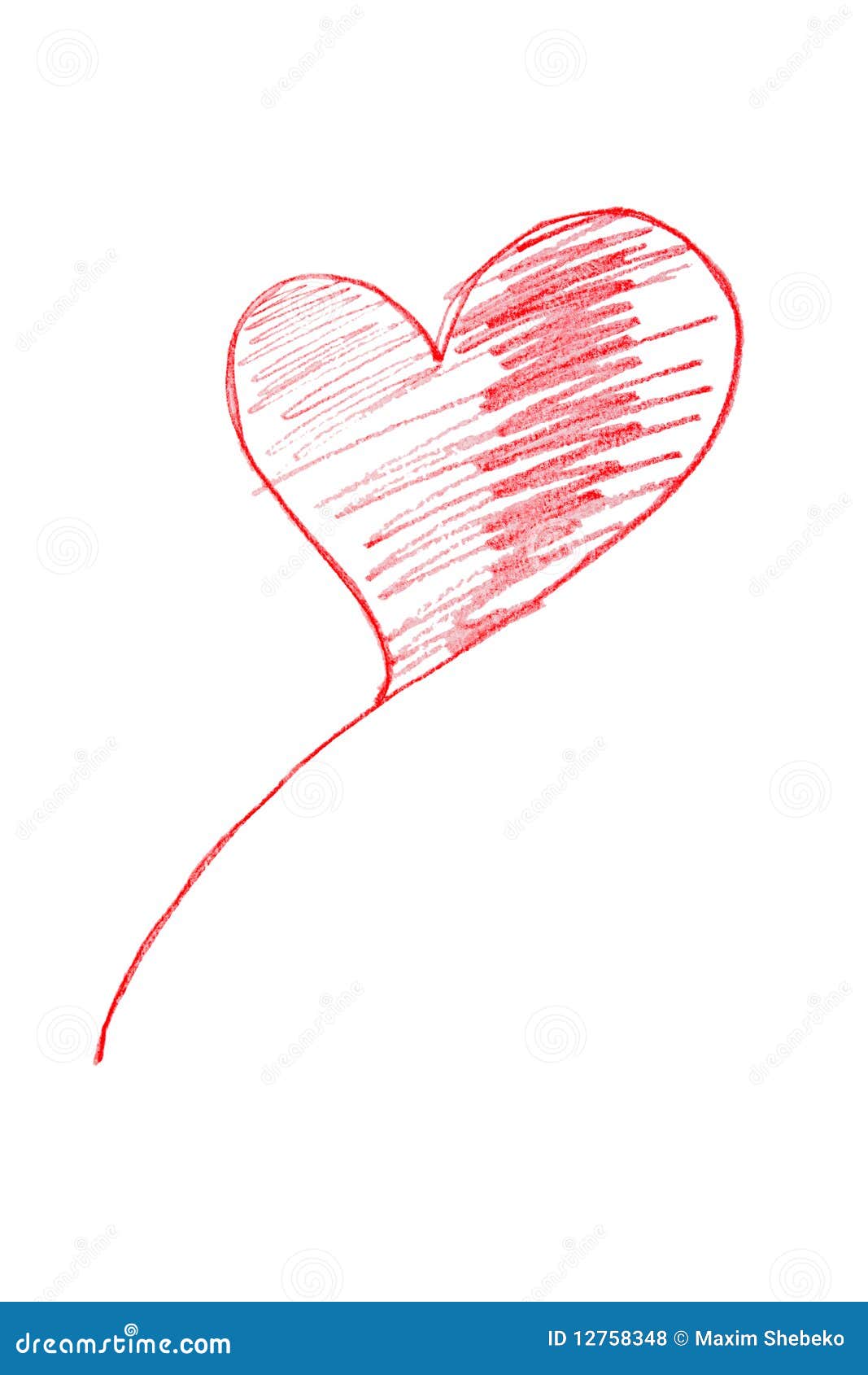 Drawn red heart stock illustration. Illustration of heart - 12758348
