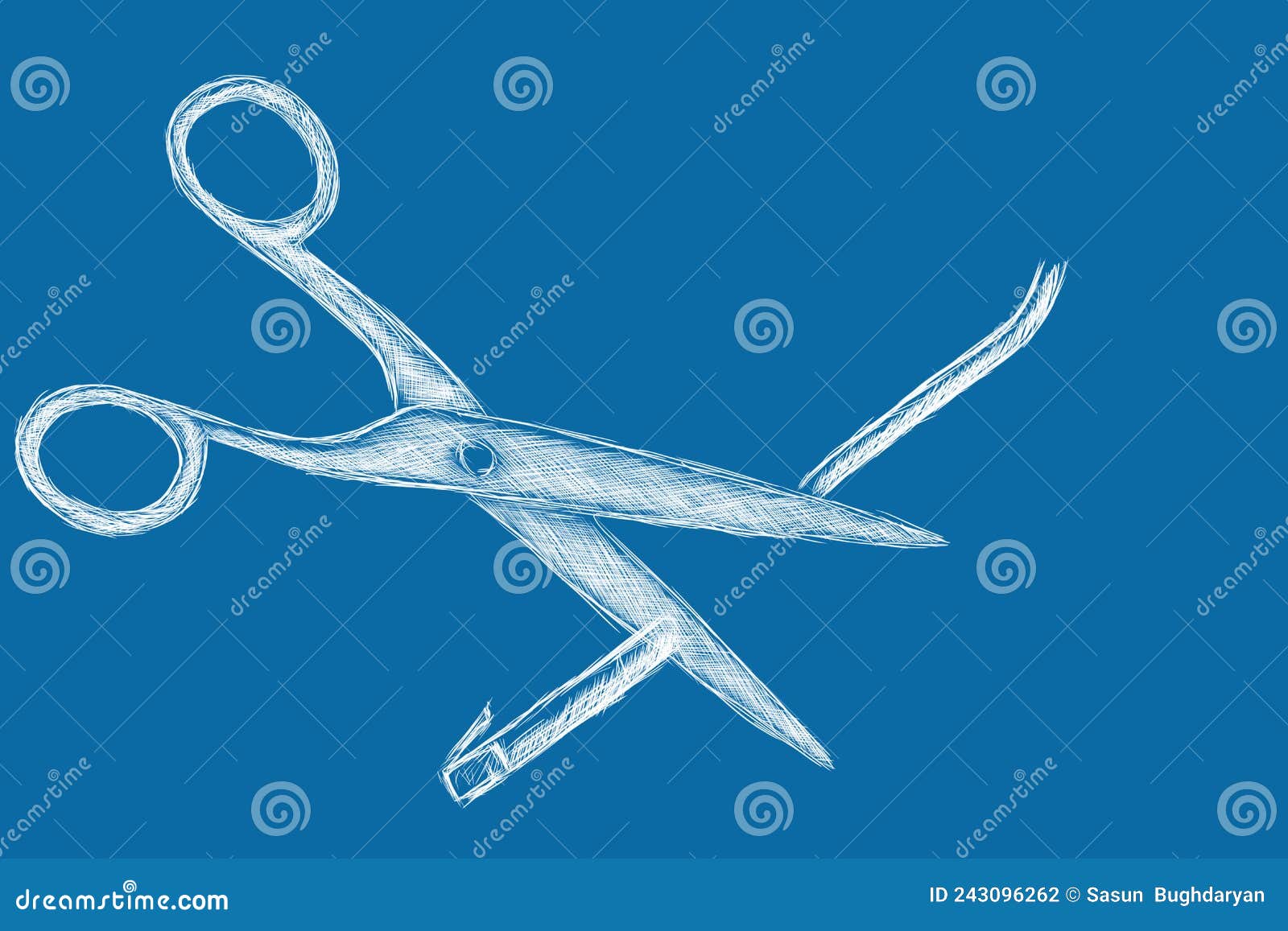 Drawn Scissors Cut the Network Cable Stock Photo - Image of pictogram ...