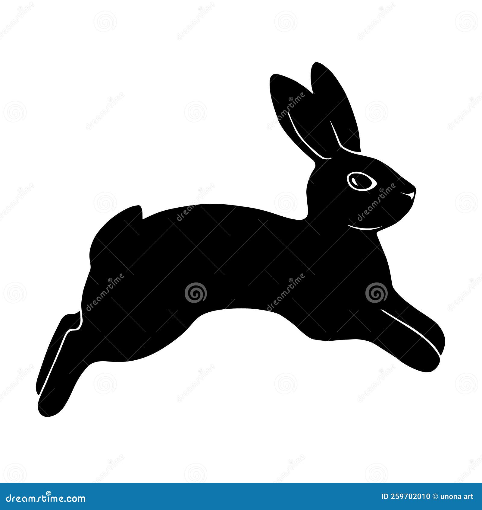 Drawn Silhouette of a Jumping Rabbit. Stock Vector - Illustration of ...