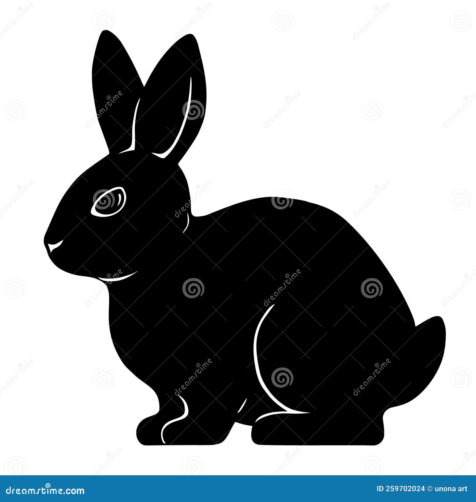 A Drawn Silhouette of a Sitting Rabbit. Stock Vector - Illustration of ...