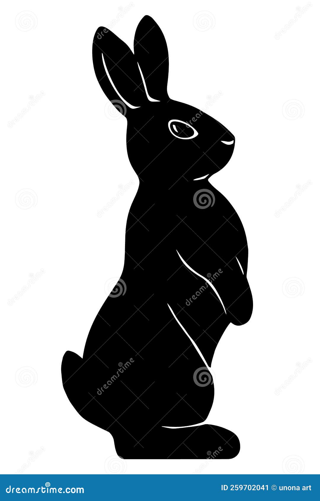Drawn Silhouette of a Standing Rabbit. Stock Vector - Illustration of ...