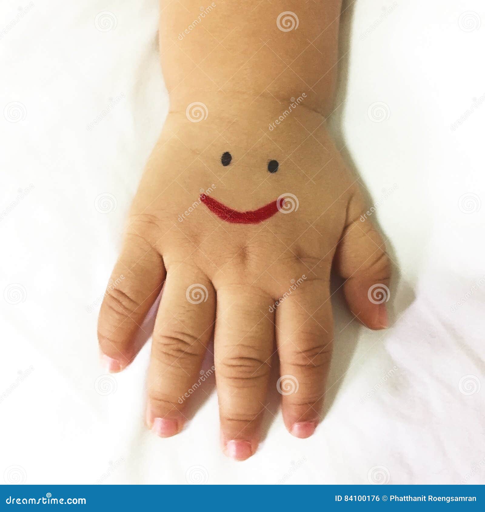 Drawn Smile on Hand Baby Boy. Age 1 Years Stock Photo - Image of person ...