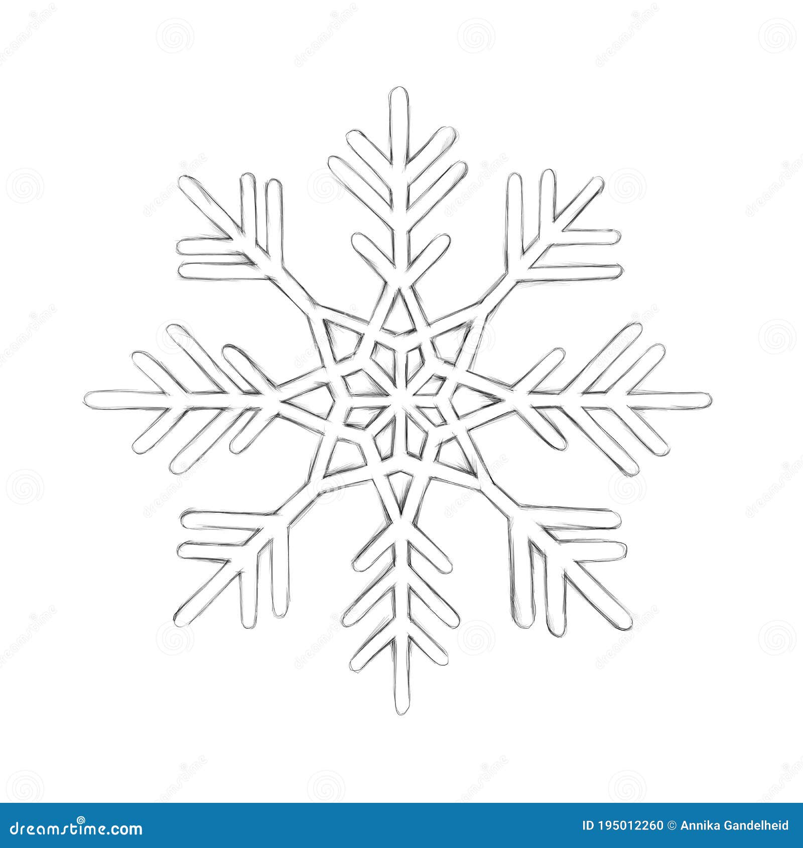 Drawn snow crystal stock illustration. Illustration of cool - 195012260