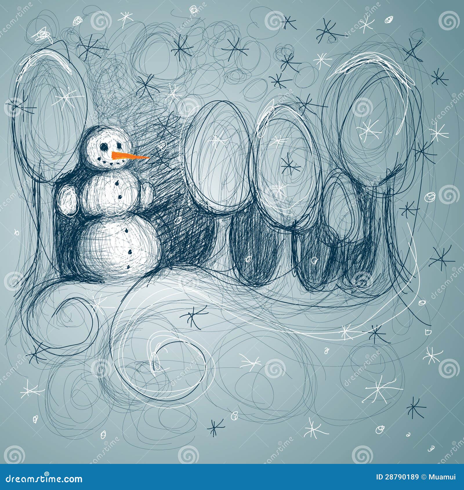 Drawn Snowman stock vector. Illustration of nature, blizzard - 28790189