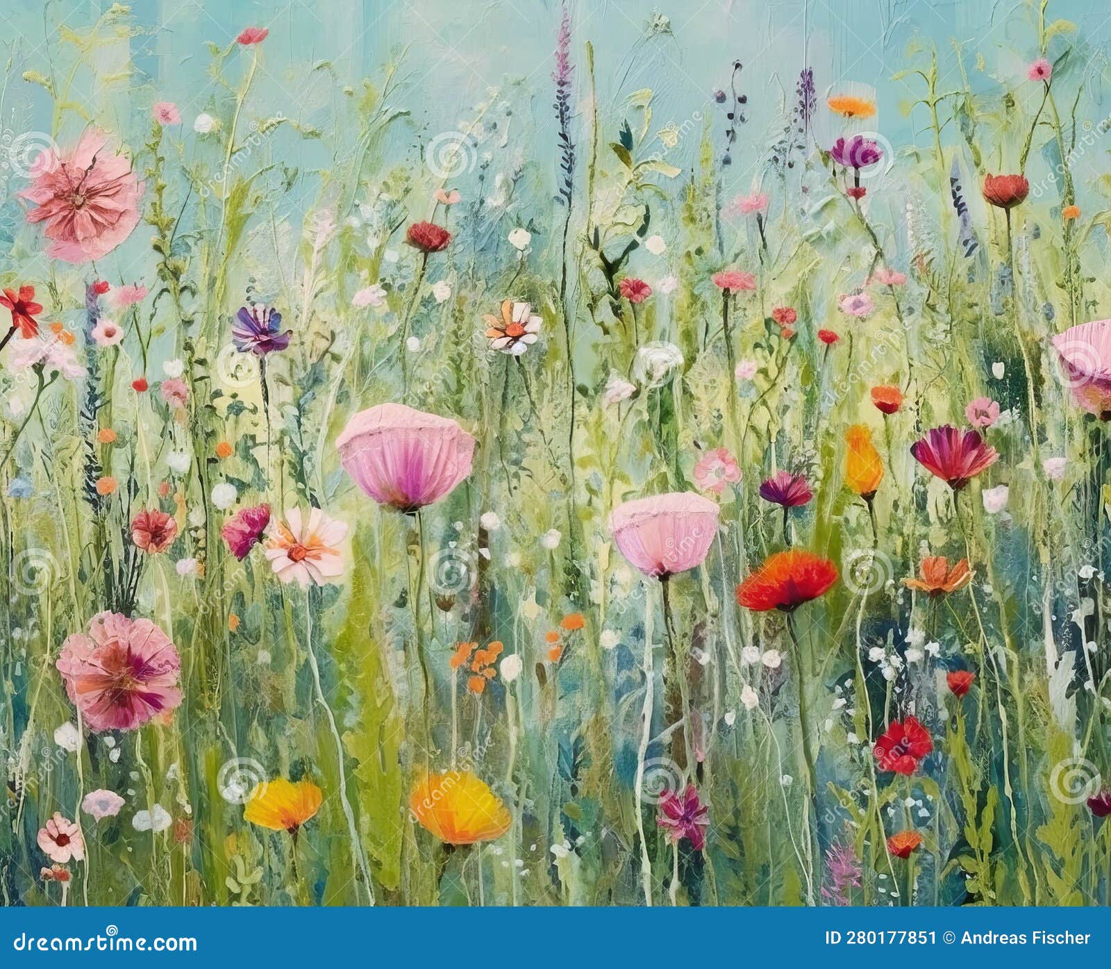 Drawn Summer Wild Flowers on a Colored Background. Stock Illustration ...