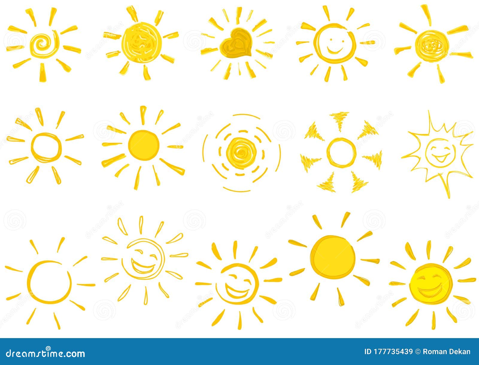 Drawn Sun Icons stock vector. Illustration of drawn - 177735439