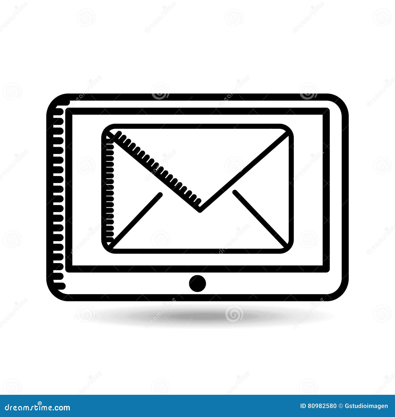 Drawn Tablet Email Envelope Icon Stock Vector - Illustration of laptop ...